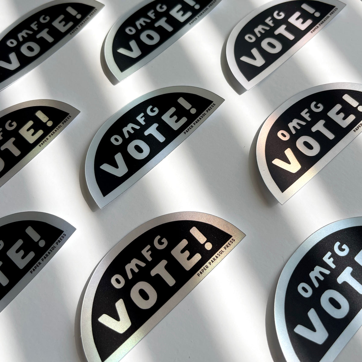OMFG Vote Vaporwave Vinyl Sticker – Paper Parasol Press
