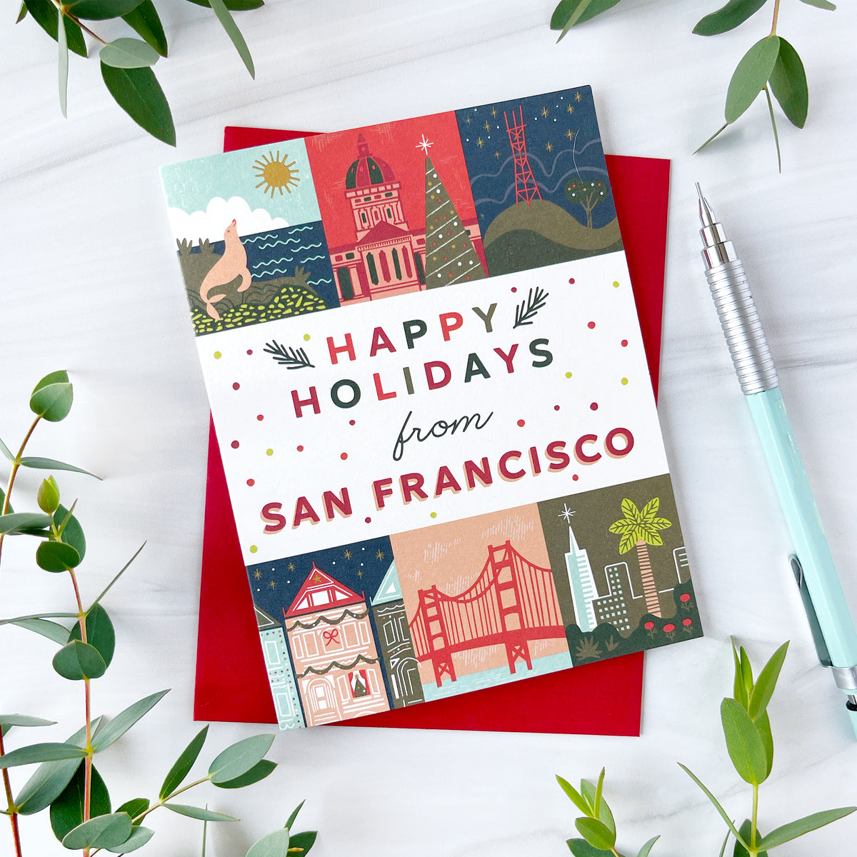 San Francisco Holiday Grid Card – Paper Parasol Press