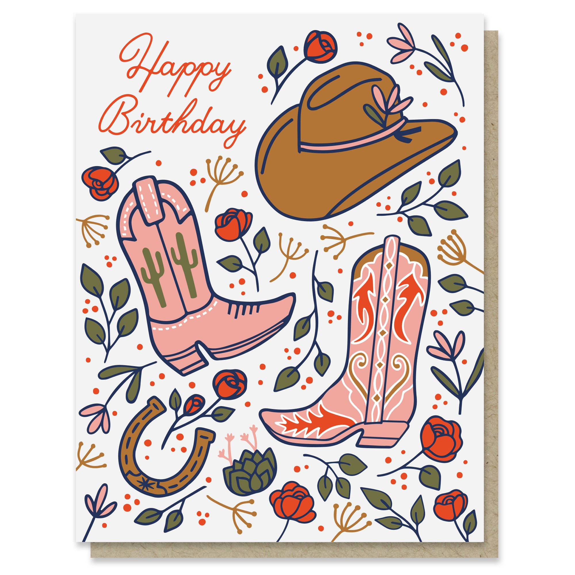 Western Happy Birthday Certificates Cowboy Boots Birthday Card