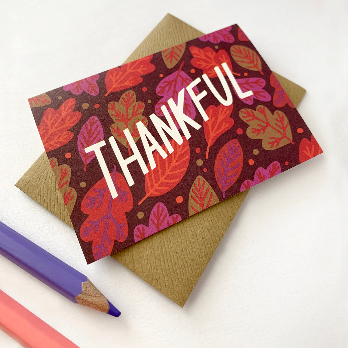 Thankful Leaves Mini Card – Paper Parasol Press